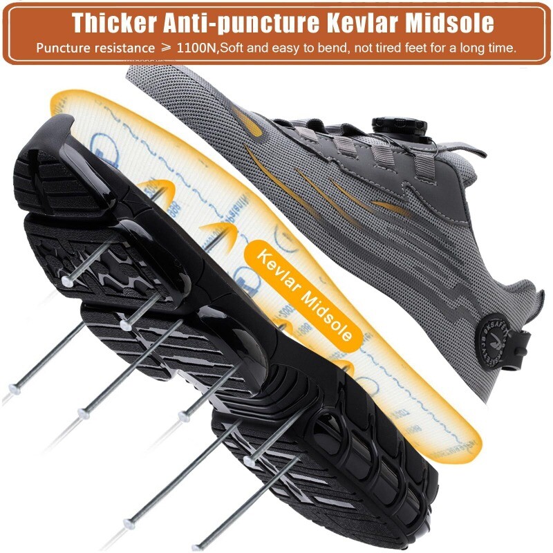 Men Work Safety Shoes Steel Indestructible Toe Cap Rotating Button ...