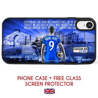 Personalised Everton iPhone Case Football Hard Phone Cover Retro Mens ...