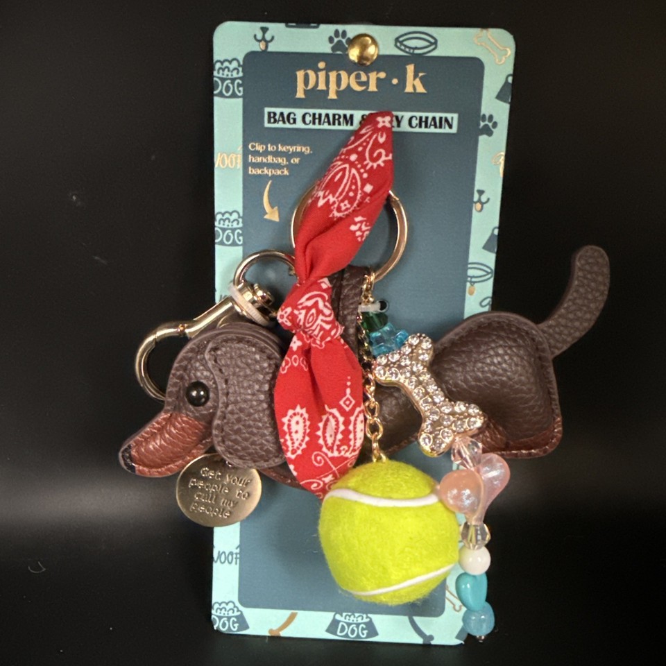 Piper K Dachshund (Wiener Dog) Leather Bag Charm / Key Chain Viral On ...