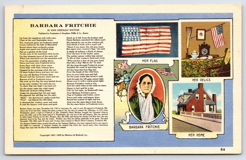 Postcard MD Frederick Barbara Fritchie Multi View Linen Vintage PC ...