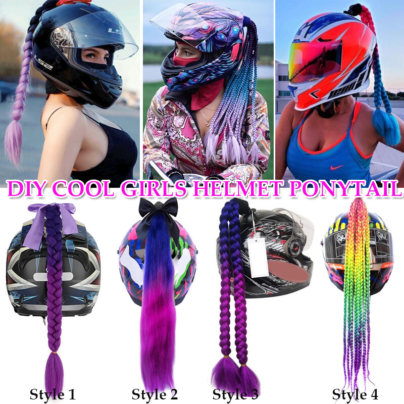 Gradient Ramp Helmet Braid / Ponytail Hair Pigtail For Motorcycle Bike ...