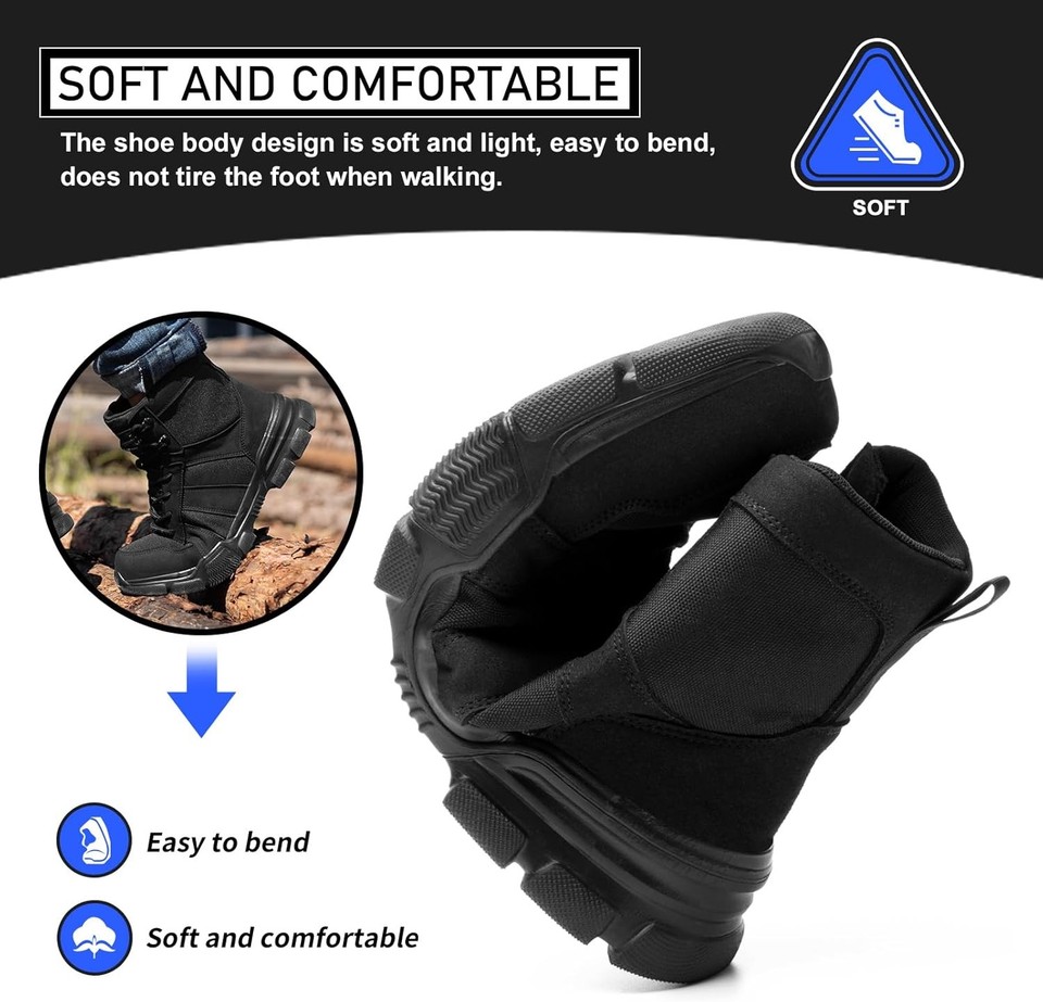 Safety Boots Lightweight Steel Toe Boots Men Women Comfortable Work ...