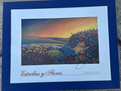 Signed framed print "Estrellas y Flores" by Chicano artist Simon Silva. | eBay