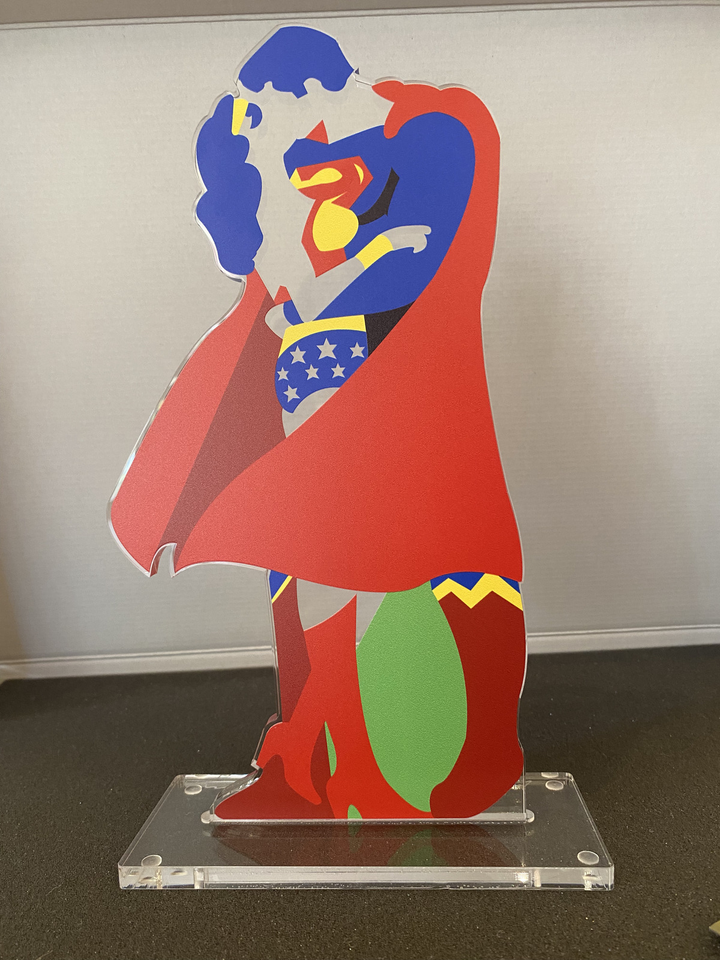 MARCO LODOLA - Scultura serigrafia su plexiglass con base -"Superheroes ...