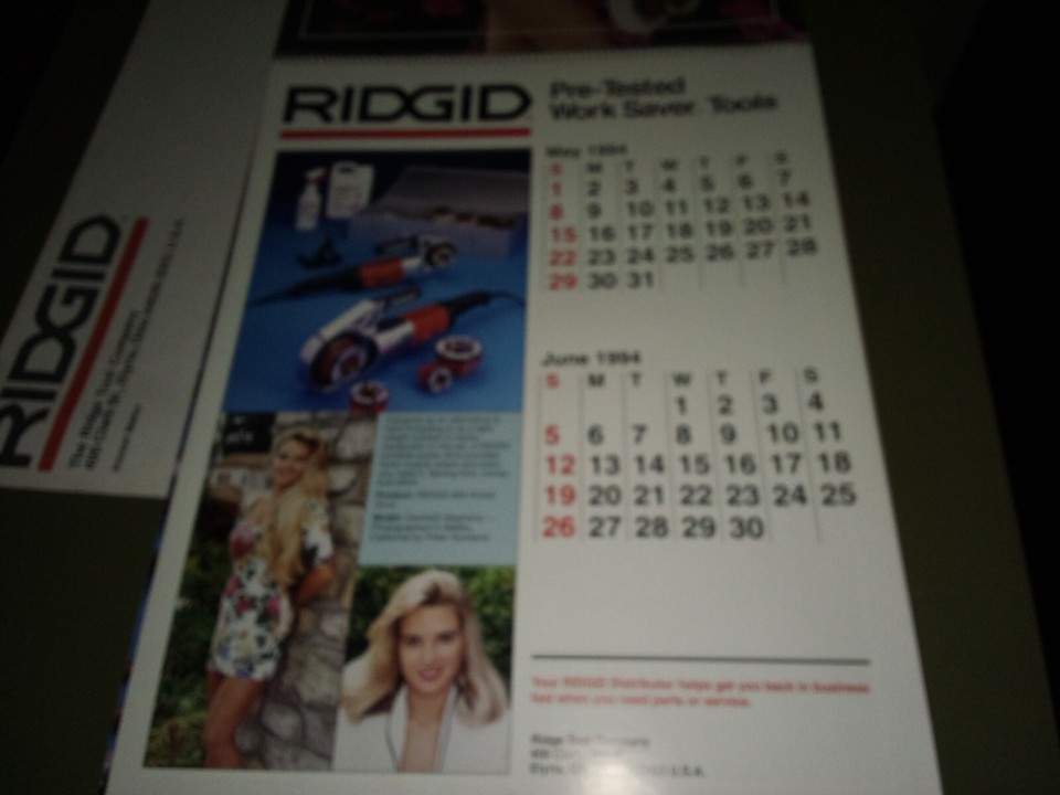 RIDGID Tool 1993-1994 Pin-up Swimsuit Wall Calendar. Mint condition. | eBay