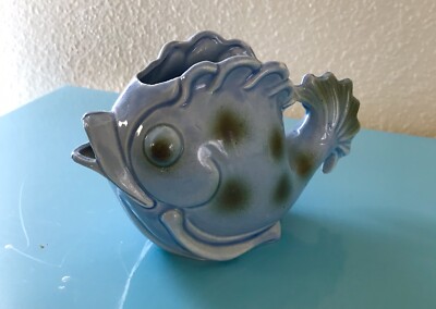Vintage Ceramic Figural Blue & Green Fish Planter Japan Retro MCM Sea ...