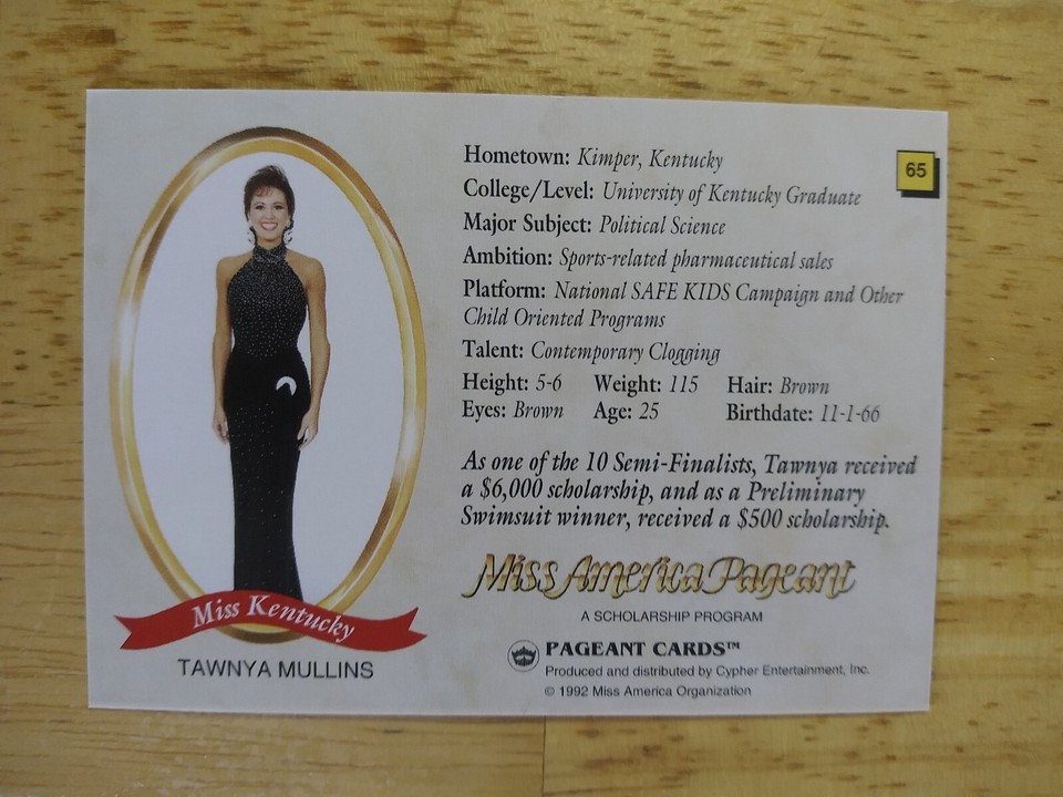 Tawnya Mullins | 1992 Miss America Pageant #65 Miss Kentucky | eBay