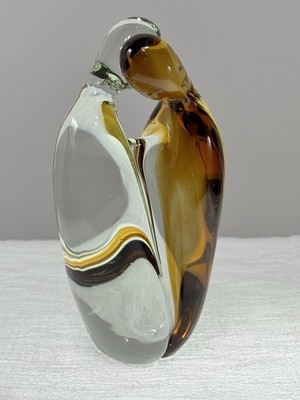 Murano Style Art Glass Lovers Sculpture Amber Clear Sommerso Embrace ...