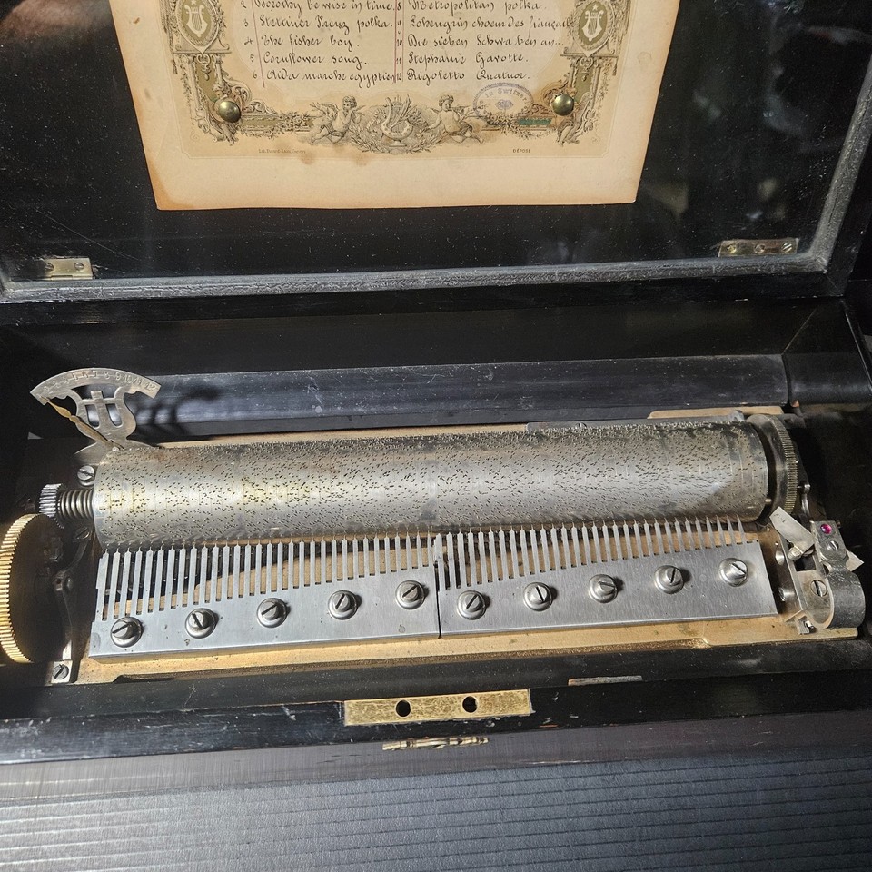 Antique Cylinder Music Box 12 Aires | eBay