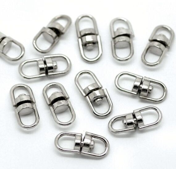 50 Double Eye SWIVEL Connectors Links for Key Chains ~ Split Rings etc ...