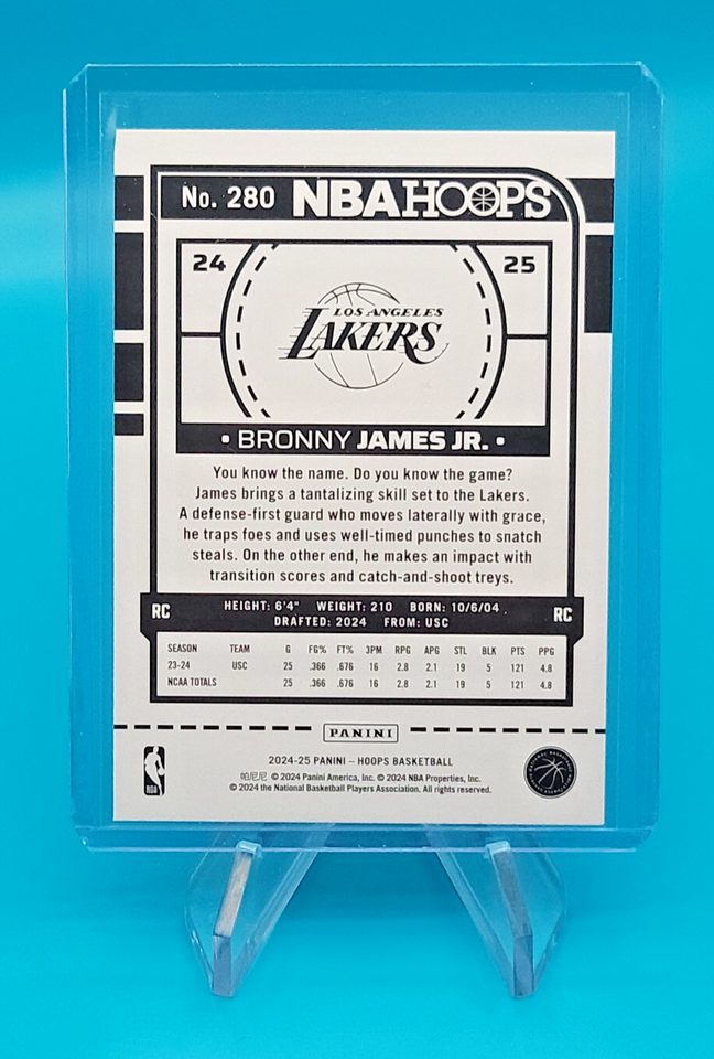 2024-25 Panini NBA Hoops Bronny James Jr. RC #280 Rookie Card | eBay