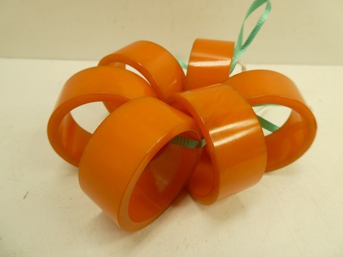 SET 6 VINTAGE BUTTERSCOTCH AMBER LUCITE NAPKIN RINGS SERVIETTE HOLDERS ...