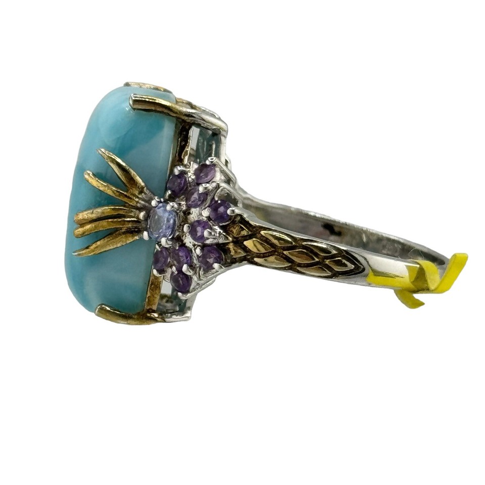 NWT Chuck Clemency Sterling Silver Larimar Ring Size 9.75 Unique ...