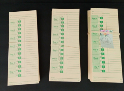 Lathem Weekly Time Cards Double-Sided Red Green 292 Cards Total Open ...