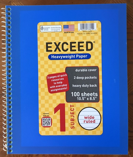 Exceed 1 Subject Notebook 100 Ct College Ruled Heavyweight Paper 11" X ...