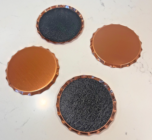 NEW Set of 4 Coppercraft Guild Copper and Black Faux Leather Drink ...