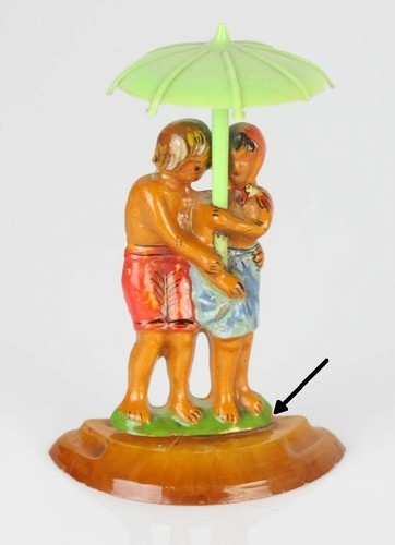 Vintage Bakelite girl and boy with green umbrella figurine | eBay