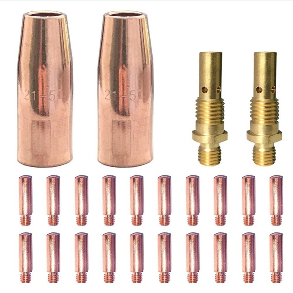 For Mig Welding Machine 20 Contact Tips And 2 Gas Nozzles Complete Kit ...