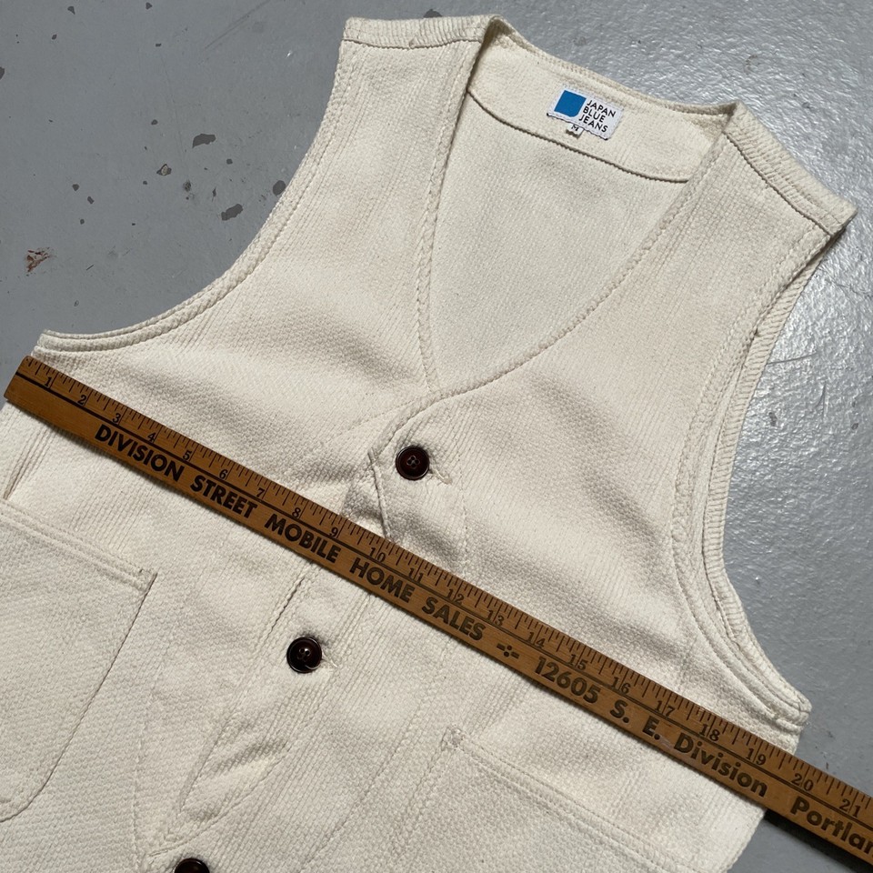Japan Blue Jeans Sashiko Style Cotton Half Moon Hunting Work Vest Made ...