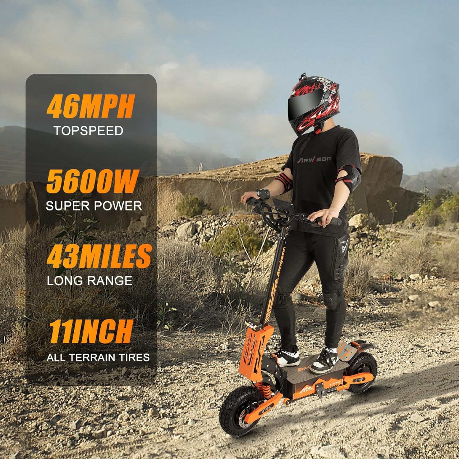 GT08 5600W Foldable Electric Scooter 60V 27AH Dual Motor 11in Off Road ...
