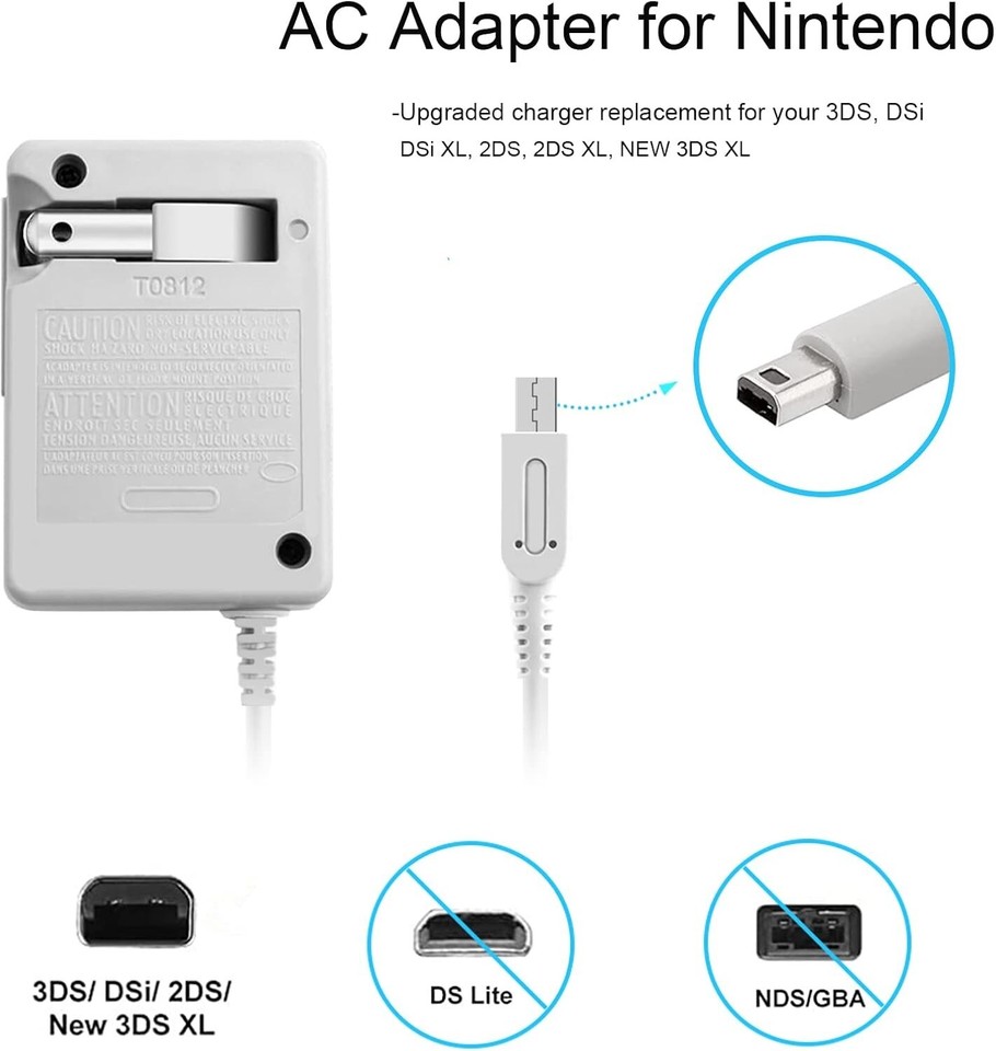AC Adapter Home Wall Charger Cable Power Plug for Nintendo DSi/ 2DS ...
