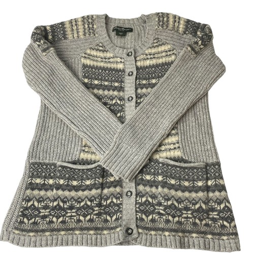 Eddie Bauer Cardigan Sweater Nordic Fair Isle Women’s S Pockets Cotton Blend | eBay
