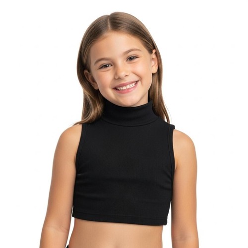 Girls Gymnastics Crop Tops – Kids Sleeveless Turtle Neck Crop Top | eBay UK