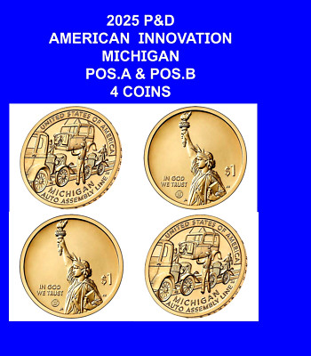 2025 P/D AMERICAN INNOVATION MICHIGAN POS. A & POS. B 4 COINS | eBay