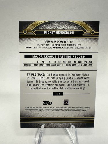 2024 Topps Triple Threads Rickey Henderson #Yankees | eBay