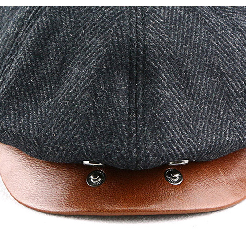 Retro Men's Sheepskin Woolen Octagonal Hat Beret Newsboy Painter Hats ...