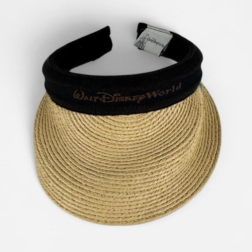 Vintage Walt Disney World Logo Straw Sun Visor One Size Silver Mickey ...