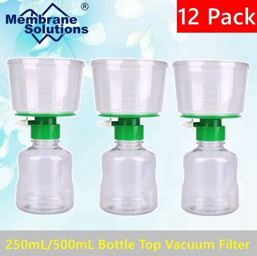 4-12Pack Vacuum Bottle Top Filters Units Sterile 250ml 500mL PES 0.22um ...