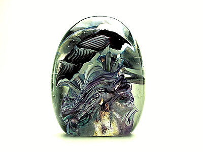 Signed Robinson Scott '94 Oval Crystal Art Glass Sculpture/Paperweight ...