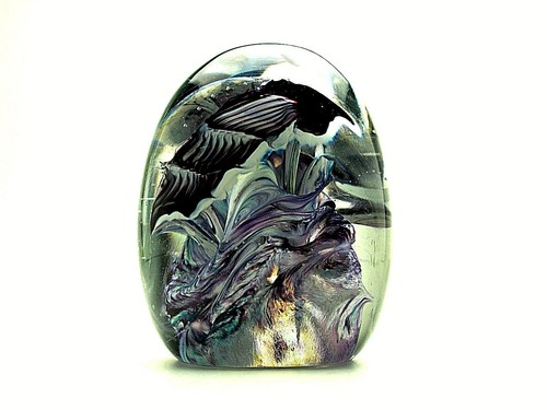 Signed Robinson Scott '94 Oval Crystal Art Glass Sculpture/Paperweight ...