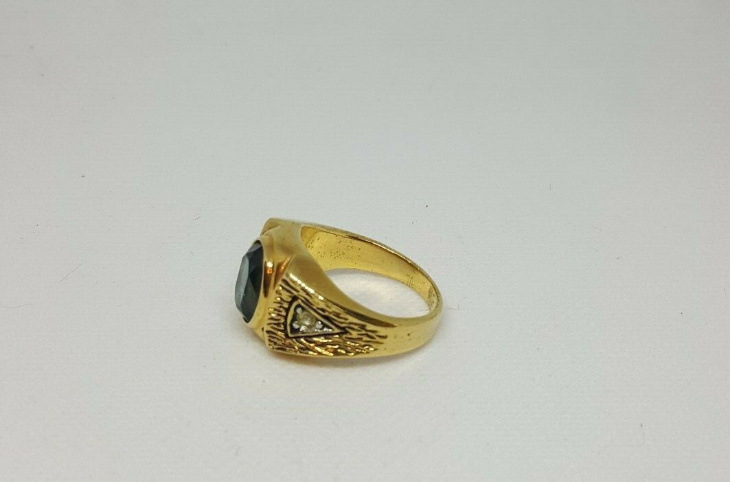 Men's Gold Size 12 18K GE Ring Blue Stone 18K Electroplated Ring | eBay