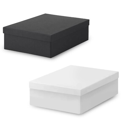 IKEA Storage Box With Lid for accessories Paperboard Black and White | eBay