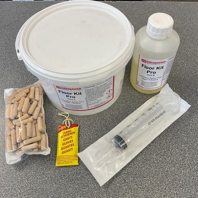 FLOOR DELAMINATION REPAIR KIT EPOXY 2 PART SYRINGE + DOWELS CARAVAN ...