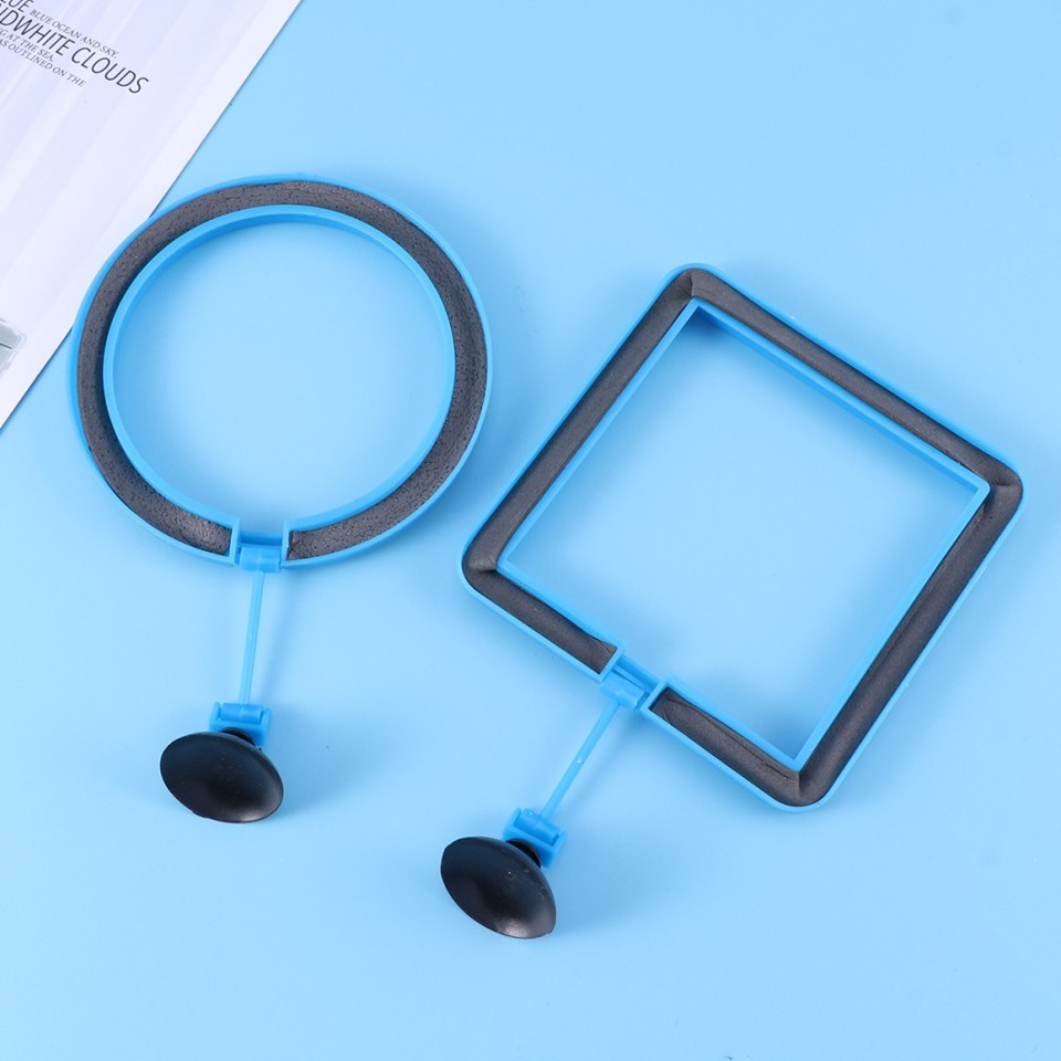 2 Pcs Aquarium Fish Feeding Feeder Floating Food Circle Plastic Blue ...