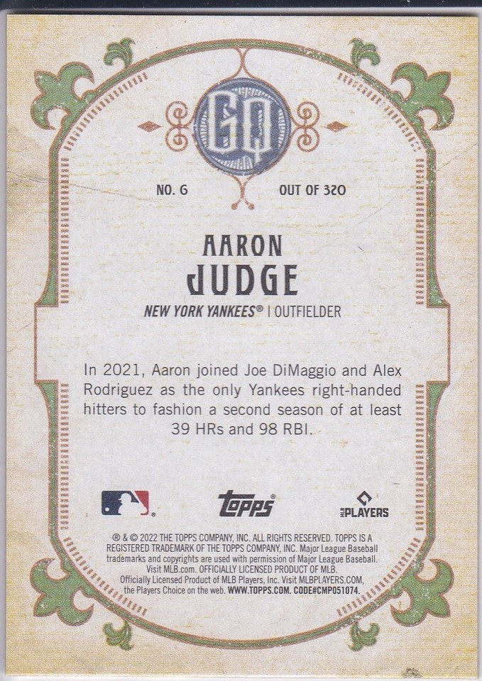AARON JUDGE 2022 Topps Gypsy Queen Chrome RARE $$ REFRACTOR Yankee ...