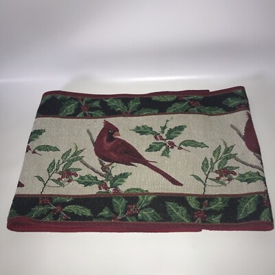 Table Runner Tapestry Cardinal Holly 72”x13” Winter Holiday Christmas ...
