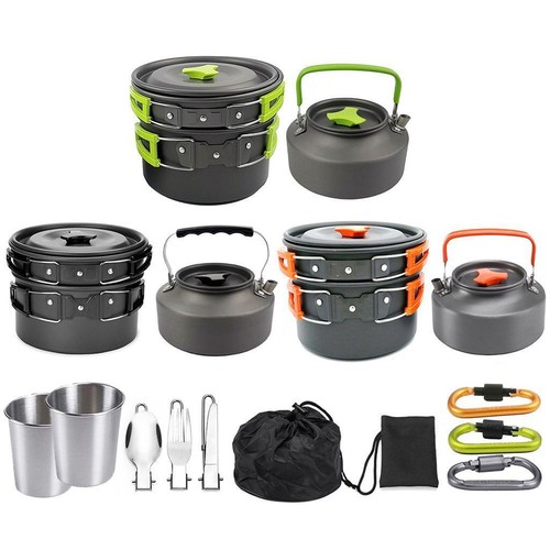 Camping Cookware Outdoor Portable Cooking Hiking Picnic Pot Pan Kettle ...