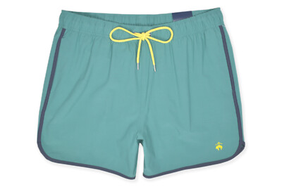 Brooks Brothers Green Navy 5" Contrast Pipe Swim Trunk Shorts, XL ...