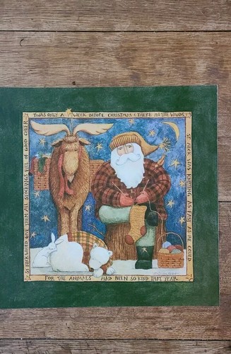 Vintage Teresa Kogut Christmas Magnet St Nick Knitting In The Woods 11 ...