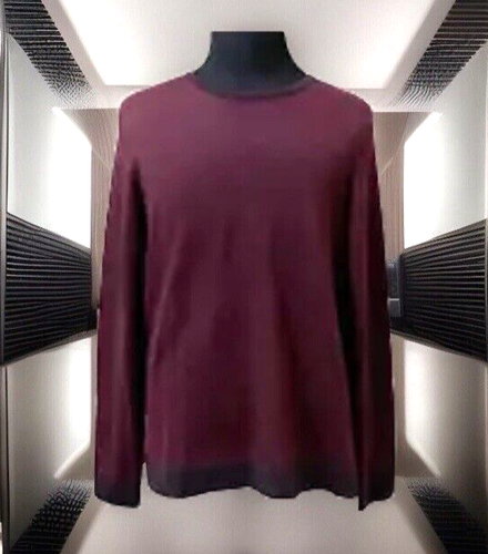 Calvin Klein Mens Sweater Merino Wool Italian Yarn Burgundy Crew Neck ...