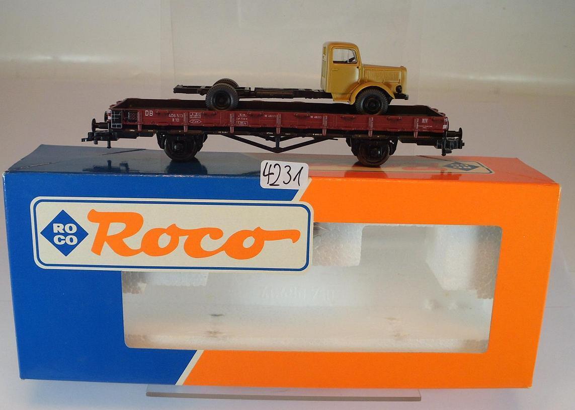 Roco H0 46480 Rungenwagen R10 mit MB LKW 2-achsig der DB KKK & NEM OVP ...