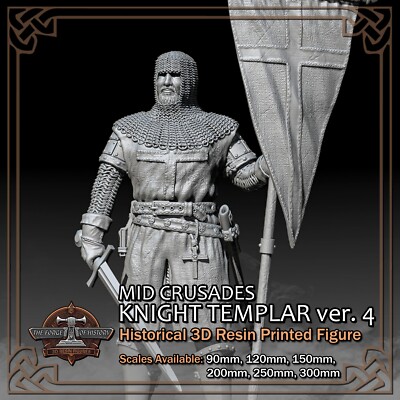 Crusader Knight Templar 4 - Scale 1/18 to 1/6 - 3D Resin Printed Figure ...