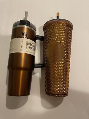 Stanley 30oz Maple Glow Quencher & 24oz Honeycomb Starbucks Tumblers ...