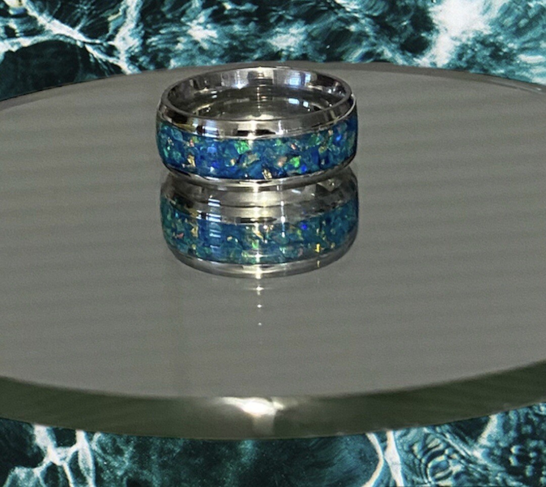 Res in Opal Inlay Ring Trio of Opals Available In Sizes 7-12 - Every ...