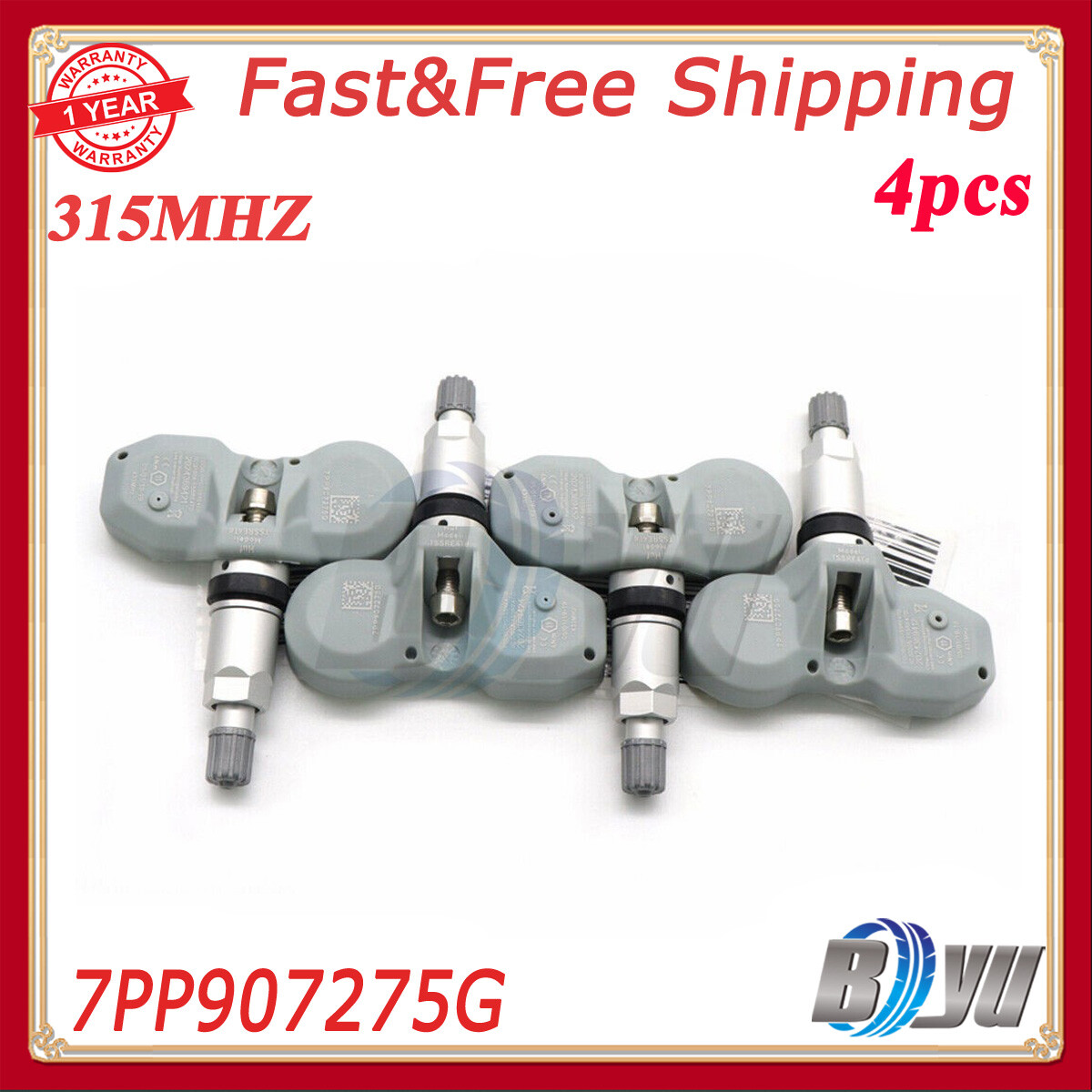 7PP907275G 4X TPMS Tire Pressure Sensor For Audi A8 VW Porsche Cayman ...