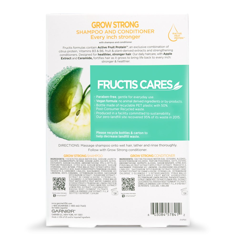 Fructis Fortifying Shampoo and Conditioner Set with Ceramide, Apple, 12 ...